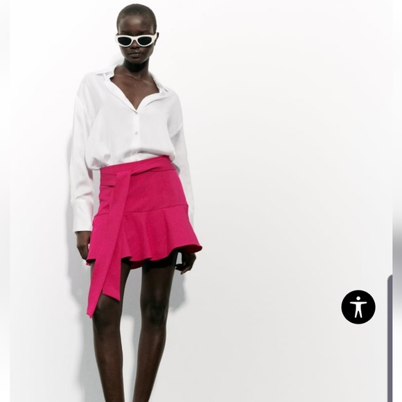 Zara | Shorts | Zara High Waisted Flowny Skort Womens M Barbie Pink ...
